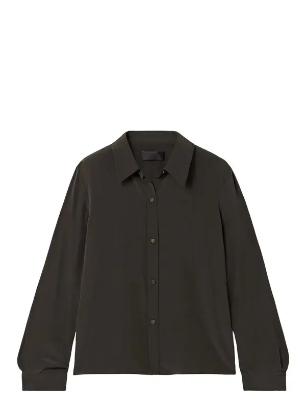 NILI LOTAN Simone Silk-crepe Shirt - Brown