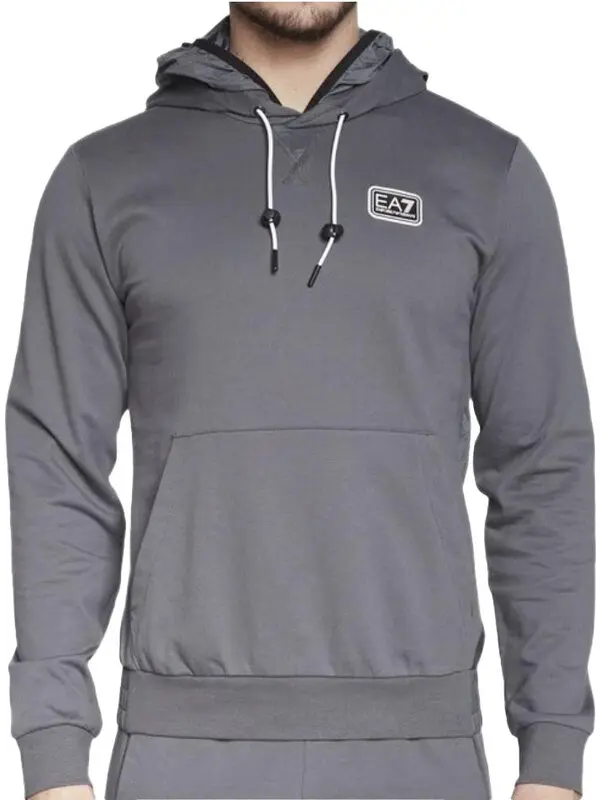 EA7 Logo Hooded Sweater - Gray
