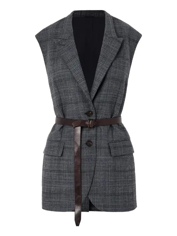 Brunello Cucinelli Sleeveless Vest With Belt - Grey