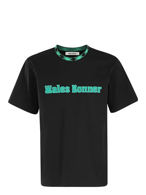 WALES BONNER Logo Patch Crewneck T-shirt - Black