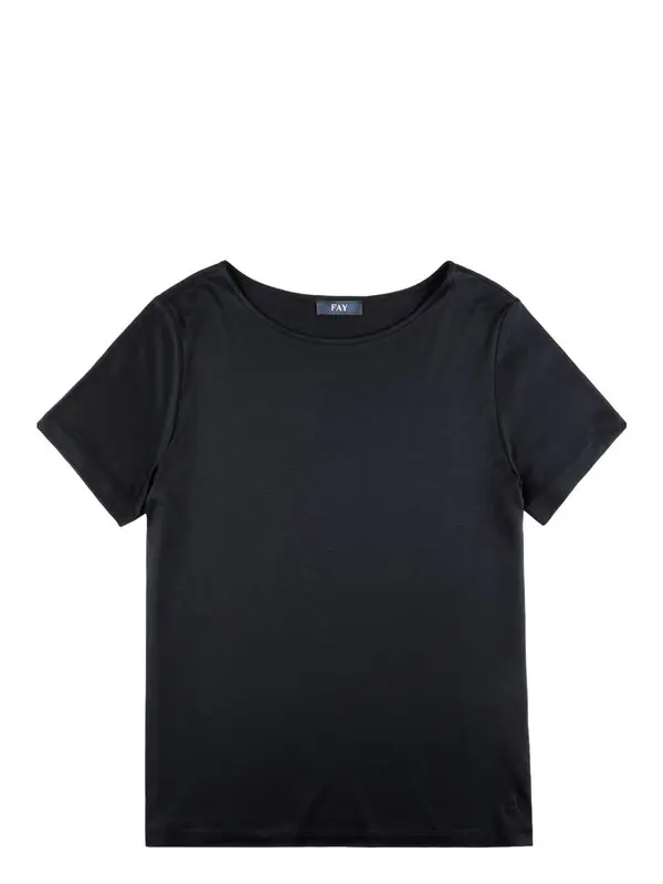 FAY Classic Fit T-shirt With Logo Detail - Black