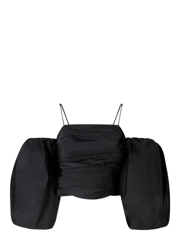 Pinko Balloon Sleeve Draped Top - Black