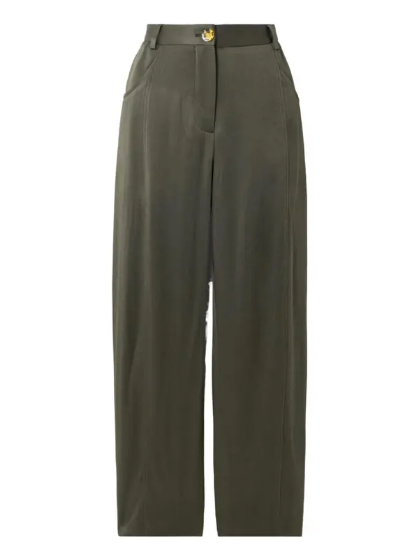 BLAZÉ MILANO Sorraia Crepe De Chine Tapered Pants - Green