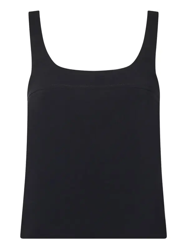 Pinko Scoop Neck Crepe Tank Top - Black