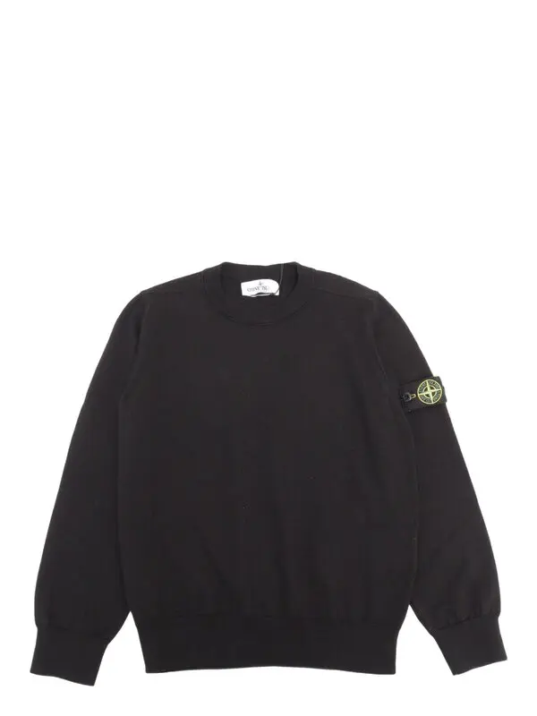 Stone Island Round Neck Long Sleeve Sweater - Black