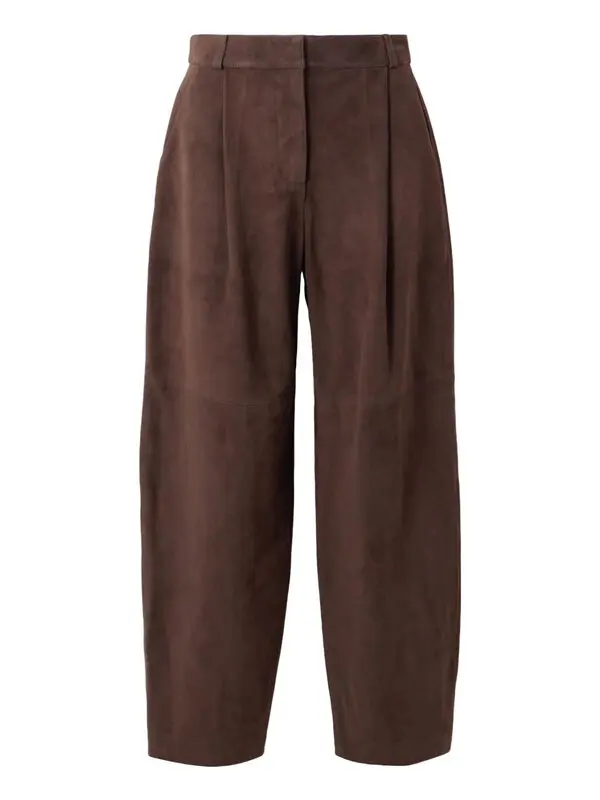 Co Tailored Cropped Trousers With Belt Loops - Brown
