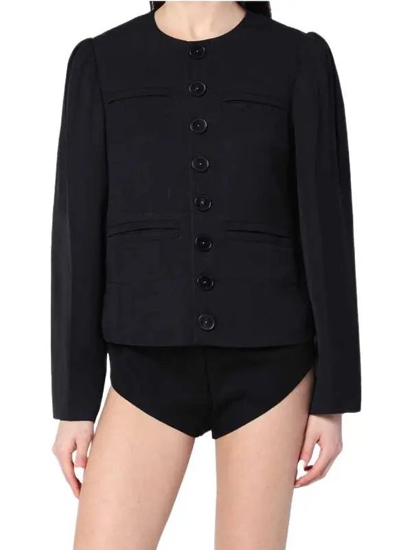 NAMACHEKO Silk-blend Collarless Jacket - Black