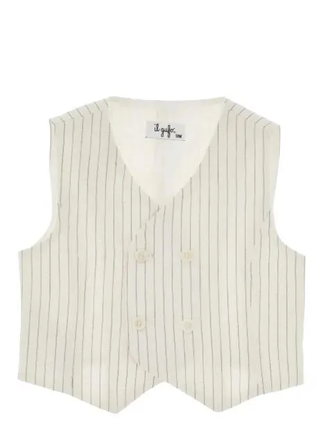 IL GUFO Double-breasted Striped Vest - White