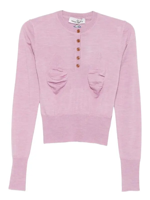VIVIENNE WESTWOOD Crew Neck Sweater With Button Closure - Pink