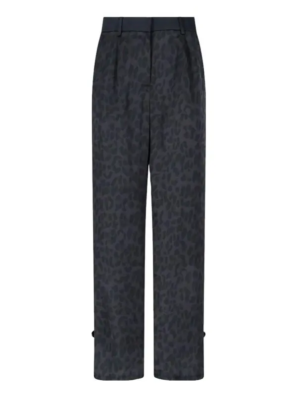 Sacai Leopard Print Satin Straight Leg Pants - Black