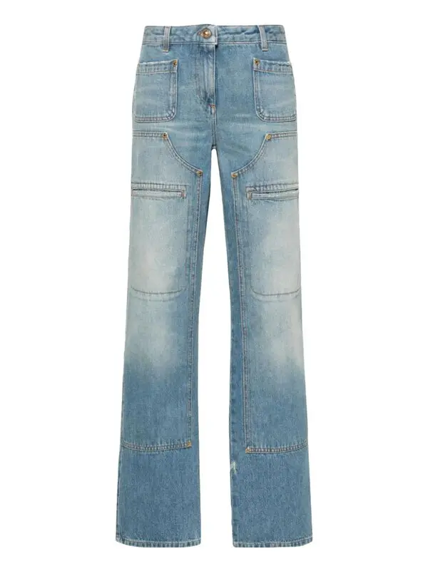 Palm Angels Straight Leg Panelled Jeans - Blue