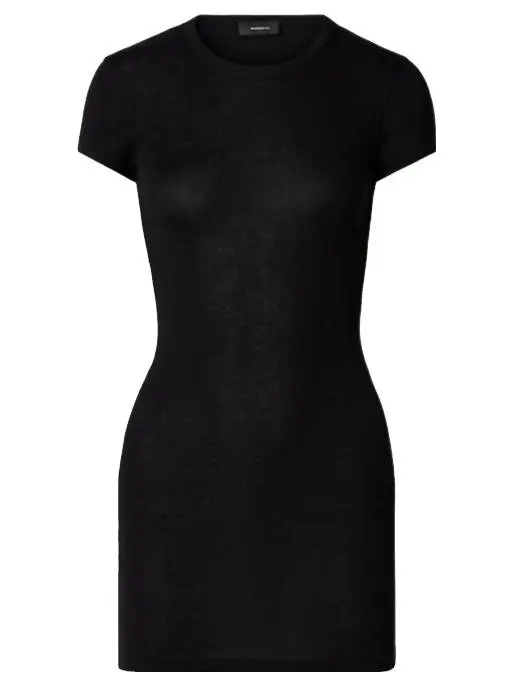 Wardrobe.NYC Ribbed Cotton Mini Dress - Black