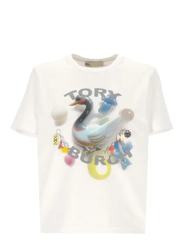 Tory Burch Graphic Printed Crewneck T-shirt - White