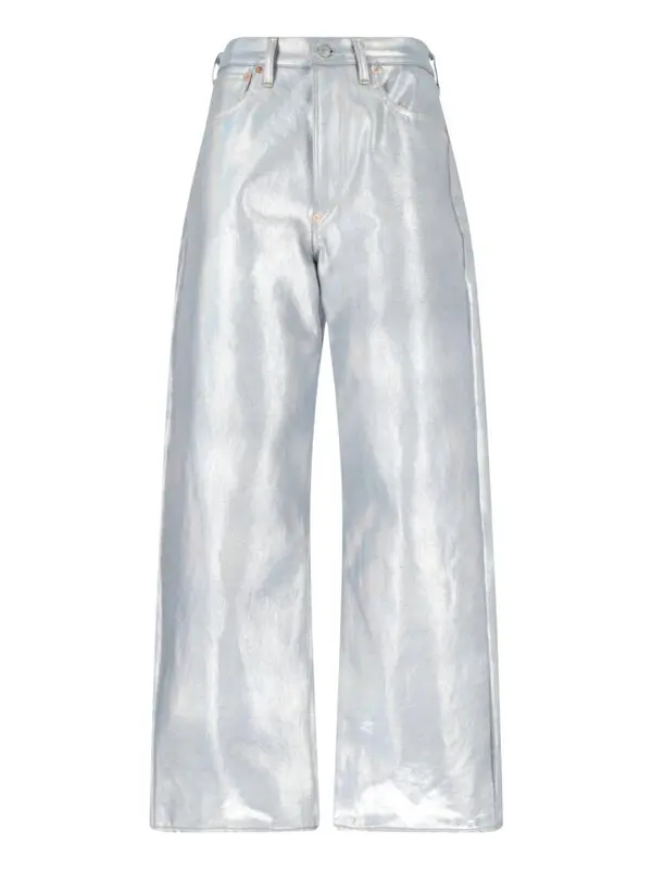Junya Watanabe Wide-leg Metallic Trousers - Silver