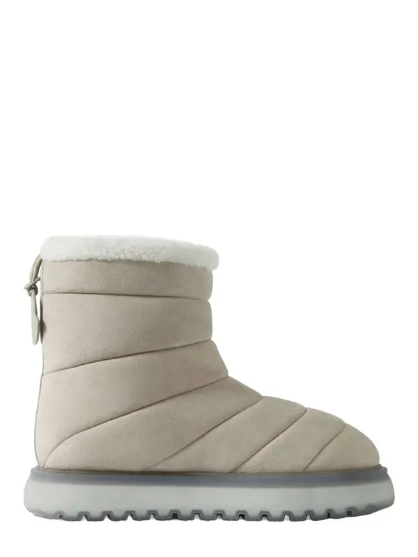 Moncler Hermosa Shearling-lined Suede Ankle Boots - Gray