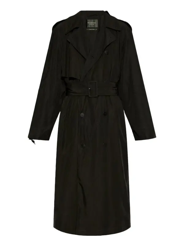 Balenciaga Belted Button-up Trench Coat - Black