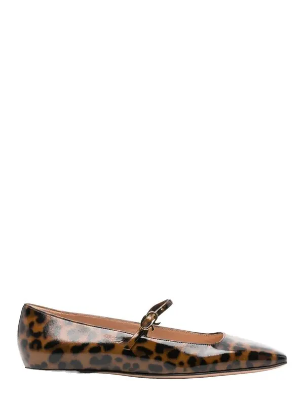 GIANVITO ROSSI Carla Leopard-print Ballerina Flats - Brown