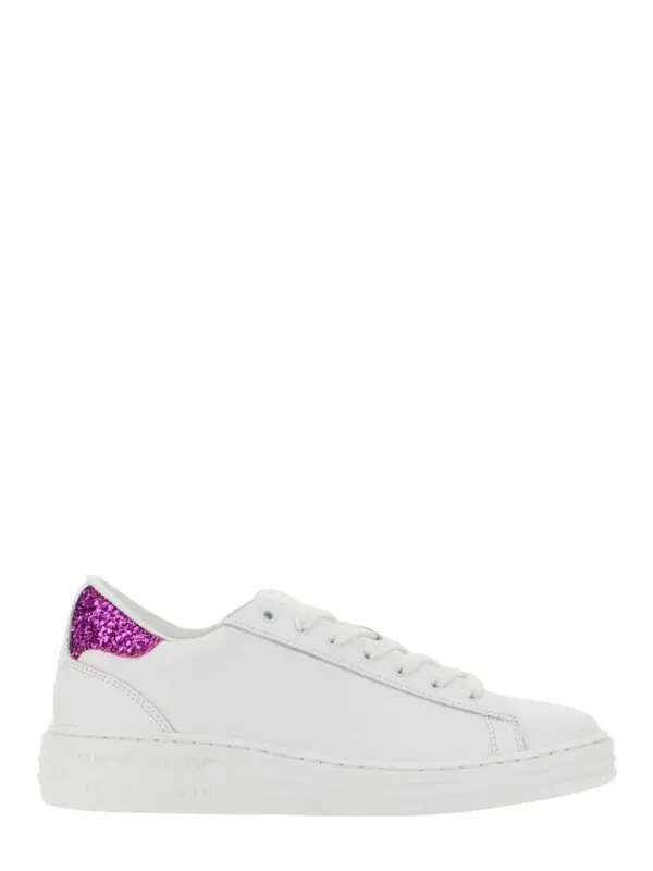 MSGM Logo Printed Low Top Sneakers With Glitter Detail - White