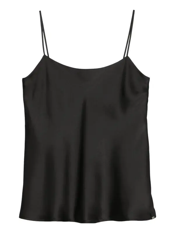 Herno Spaghetti Straps Satin Tank Top - Black
