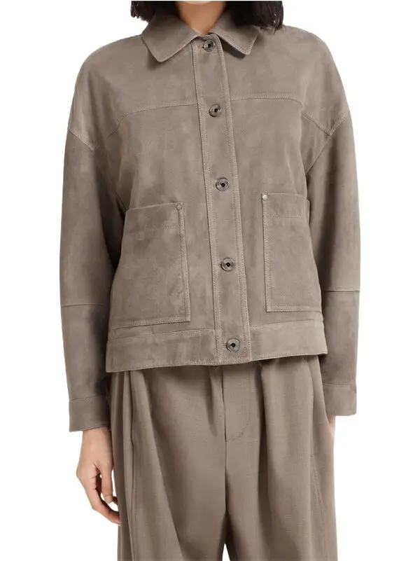 Brunello Cucinelli Leather Jacket - Grey