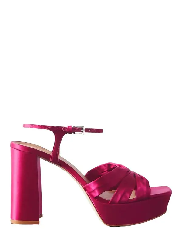 REFORMATION Monetta Satin Platform Sandals - Red