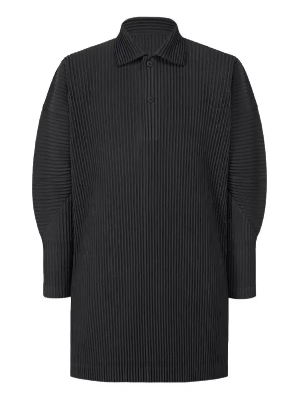 Issey Miyake Homme Plissé Long-sleeved Pleated Shirt - Black