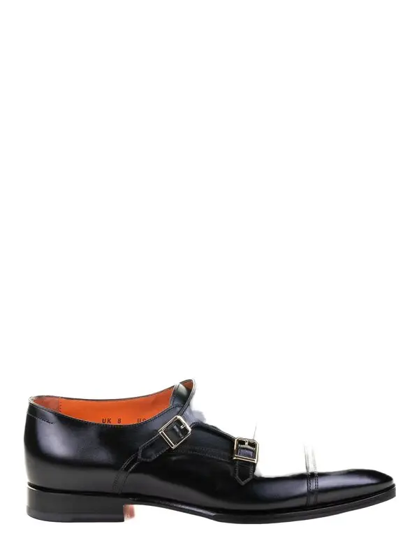 Santoni Axel Monk Strap Loafers - Black