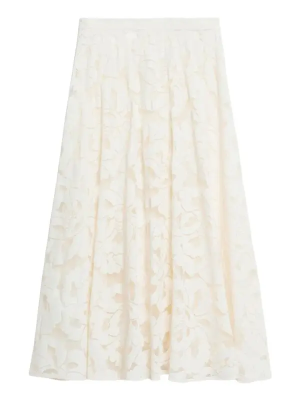 Max Mara High Waist Lace Midi Skirt - White