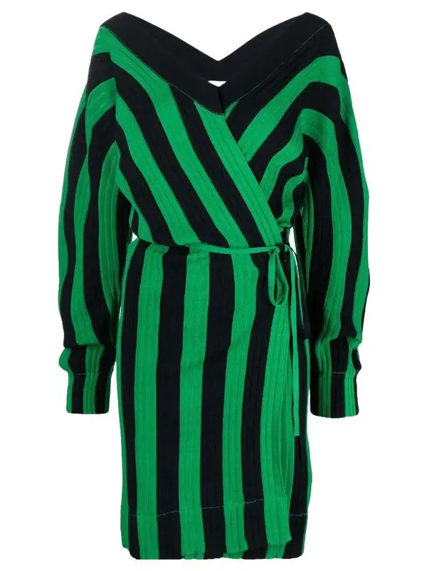 Bottega Veneta Striped Mini Dress - Green