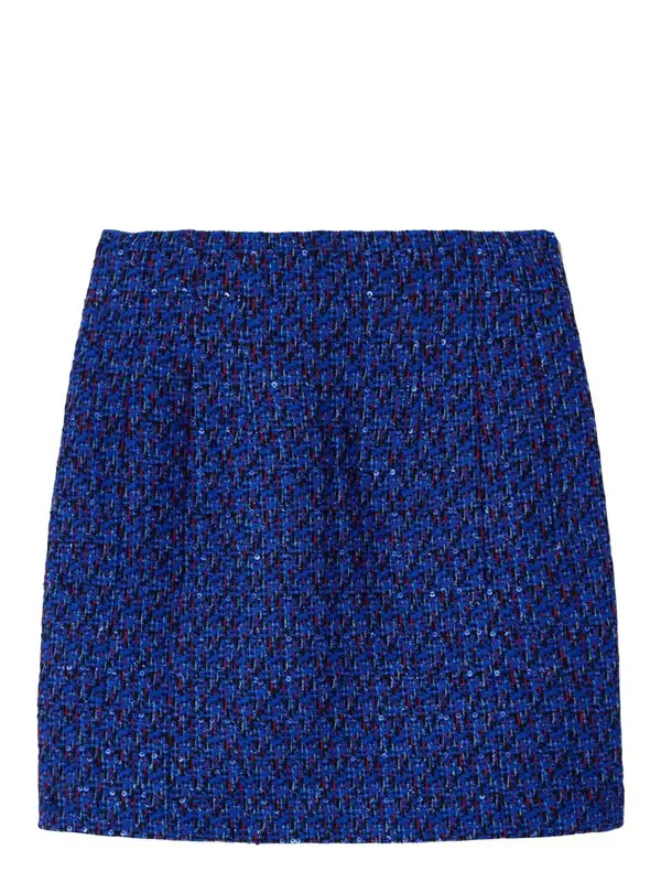 Alessandra Rich Sequined Tweed Mini Skirt - Blue