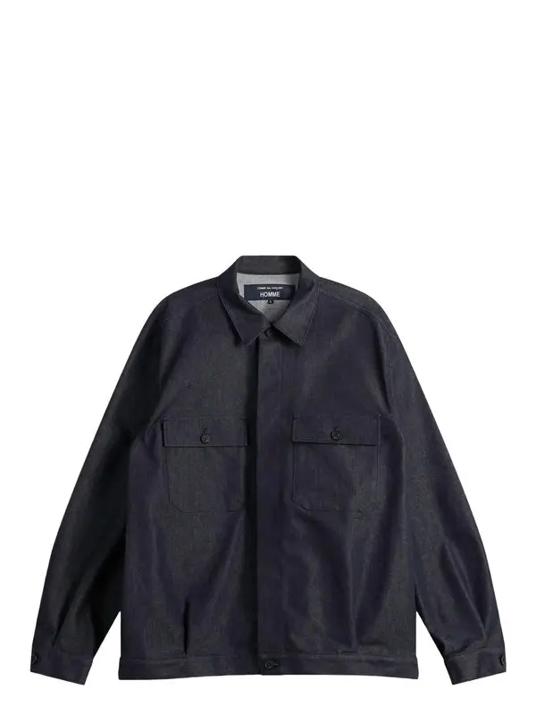 Comme Des Garçons Long-sleeved Collared Jacket With Flap Pockets - Navy