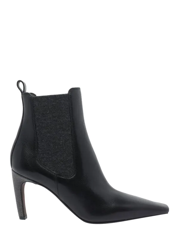Brunello Cucinelli Pointed-toe High Heel Ankle Boots - Black