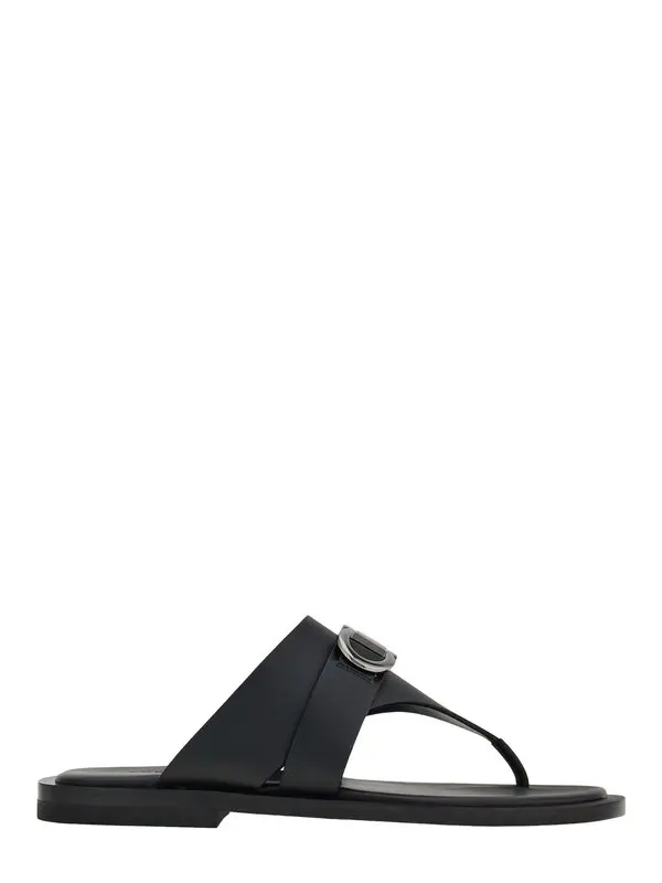 FERRAGAMO Gancini Embellished Sandals - Black