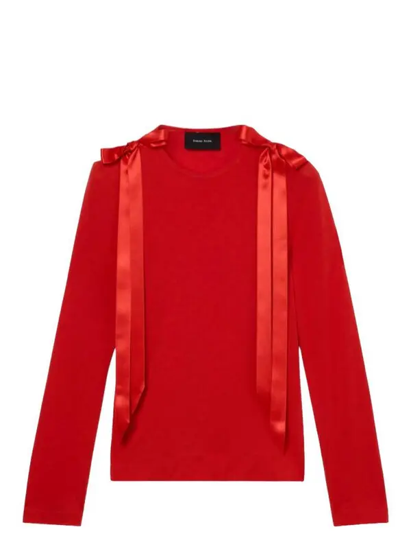 Simone Rocha Long Sleeve T-shirt With Bow Ribbons - Red