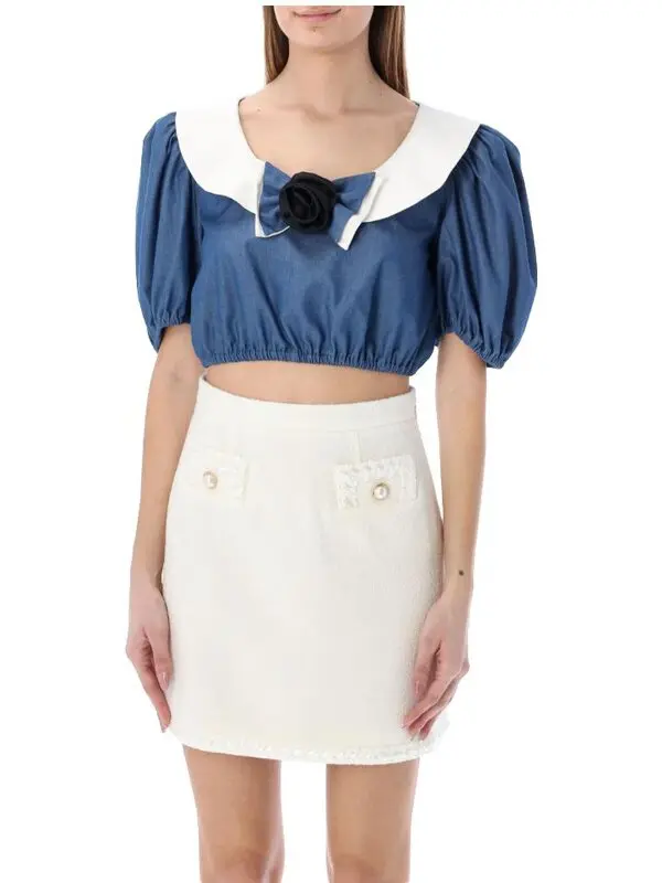 Alessandra Rich Bubble Sleeve Blouse - White