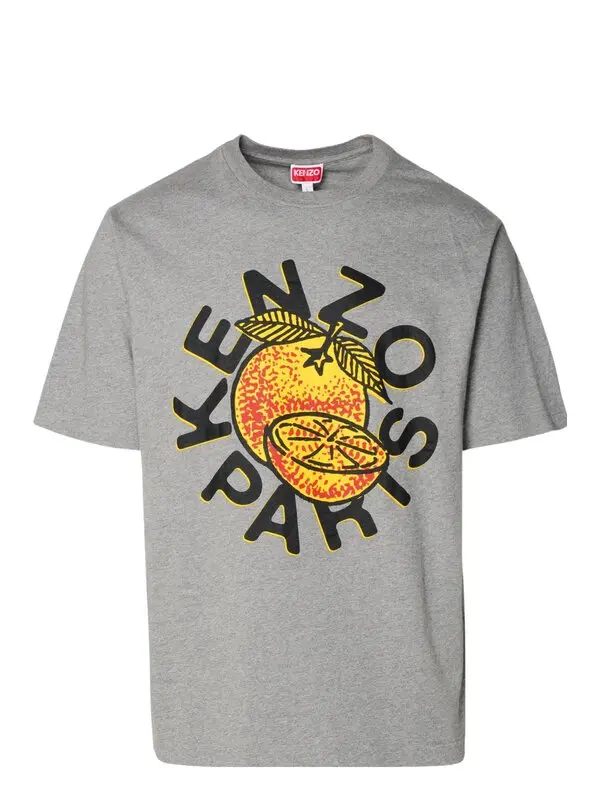 Kenzo Maxi Logo Printed Crewneck T-shirt - Gray