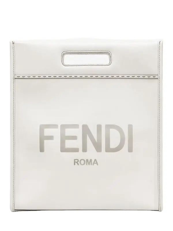 Fendi Roma Lettering Shopper Tote Bag - Gray