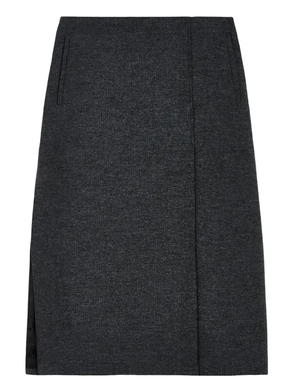 Prada Midi Pencil Skirt With Side Slits - Grey