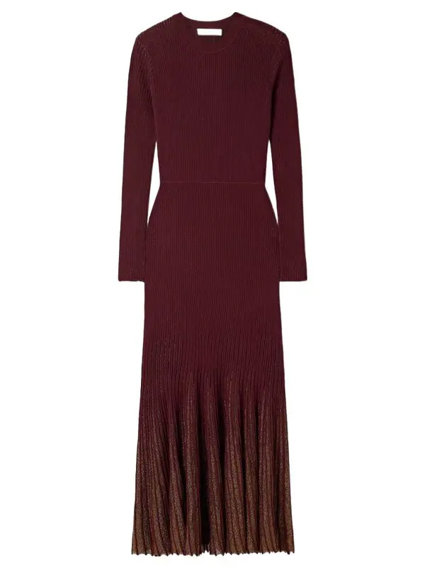 Ulla Johnson Mila Metallic Ruched Knit Mid-length Dress - Brown