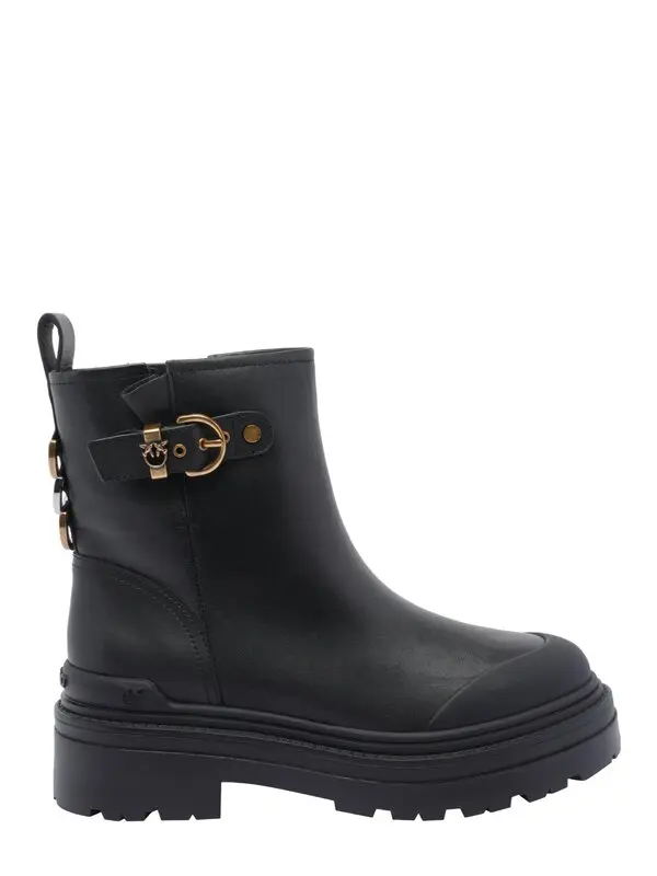 Pinko Buckled Side Zip Boots - Black