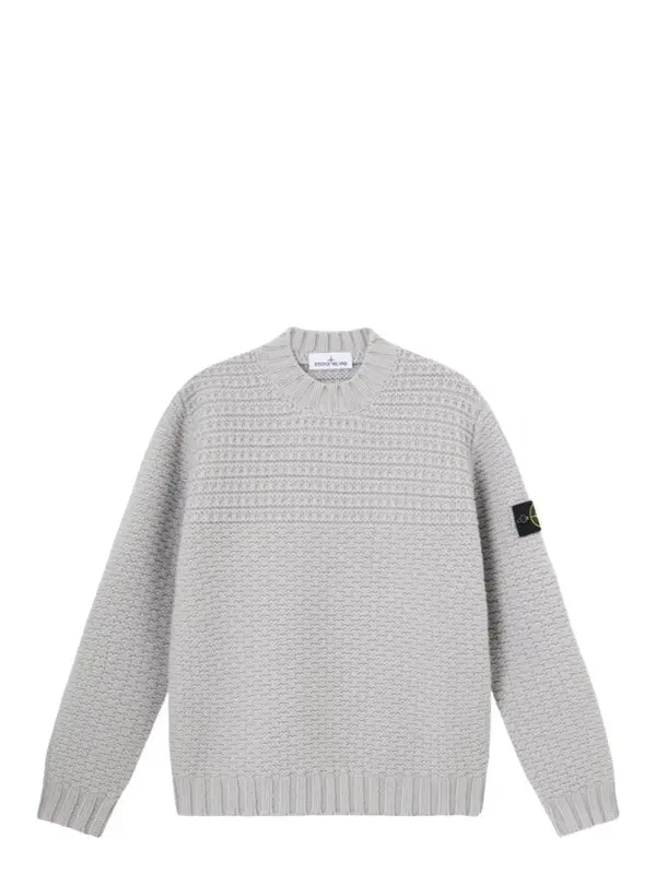 Stone Island Mock Neck Sweater With Wide Ribbed Trims - Pearl Gray