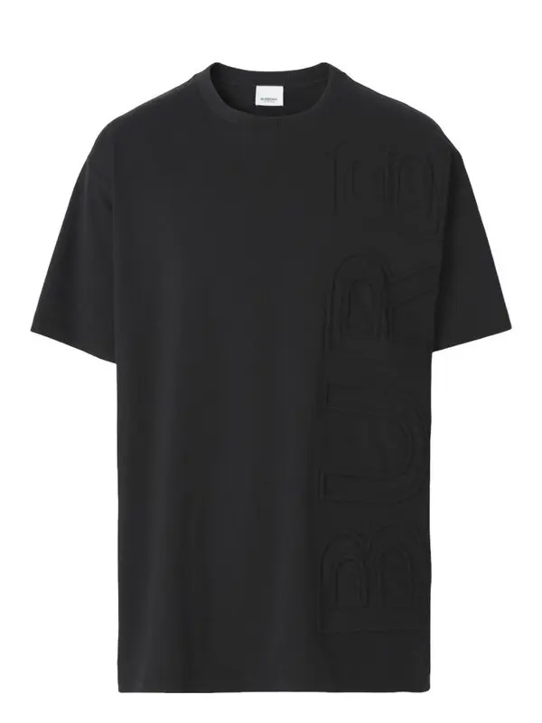 Burberry Logo Embossed Cotton T-shirt - Black