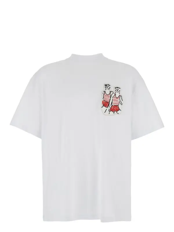 MSGM Patch Detailed Crewneck T-shirt - White