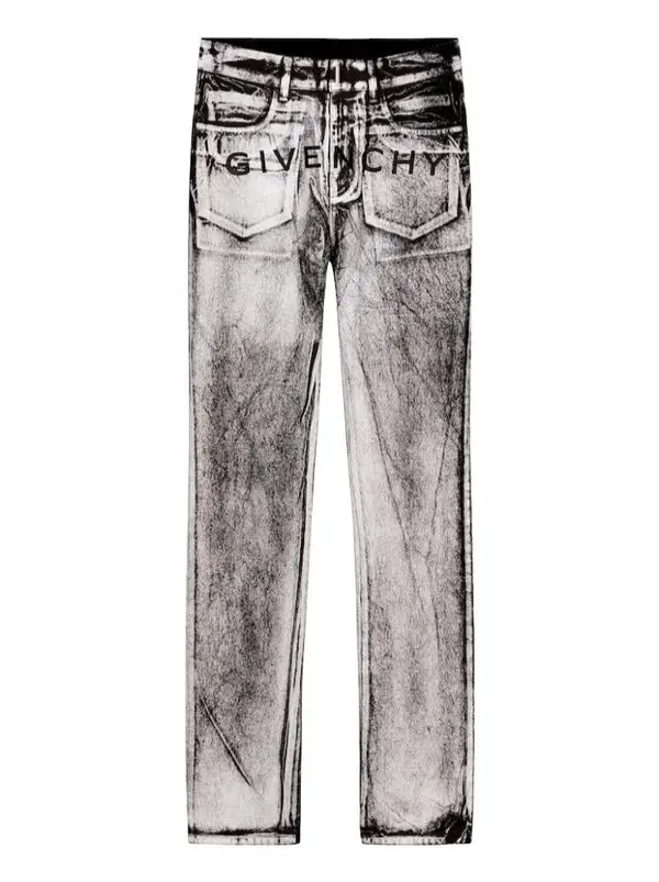 Givenchy Straight Fit Painted Denim Jeans - Gray