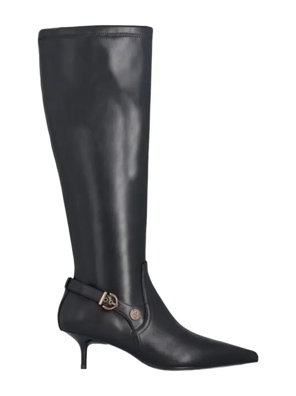 Pinko Buckled Pointed Toe High Boots - Black