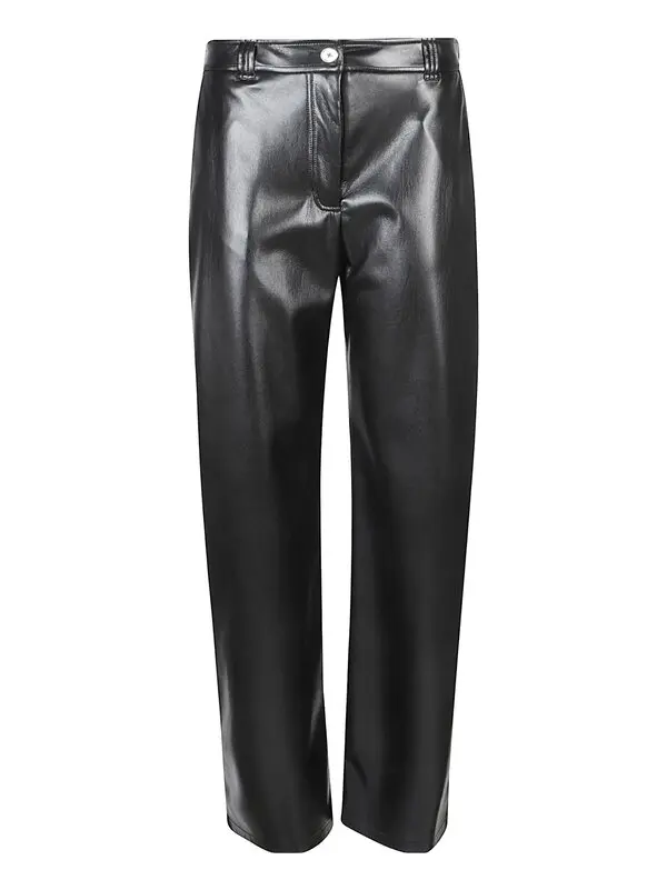 Pinko Leather-effect Tailored Trousers - Black