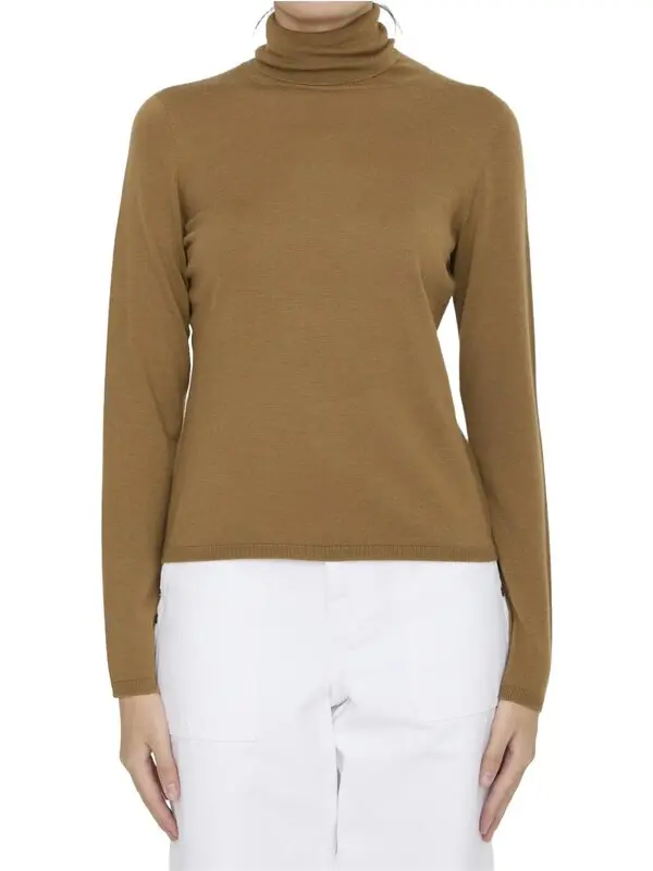 Max Mara Long-sleeved Turtleneck Jumper - Camel