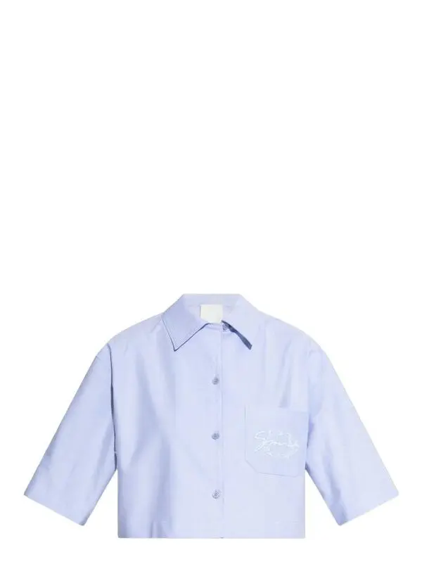 Givenchy Cropped Collared Shirt - Powder Blue
