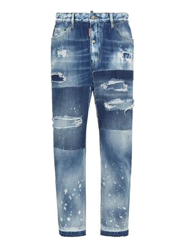 Dsquared2 Patchwork Distressed Jeans - Blue