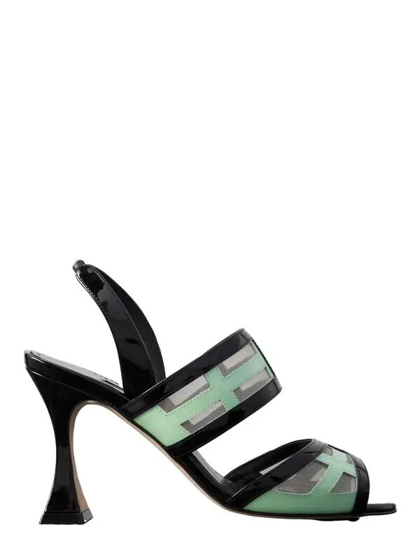 Manolo Blahnik Avespa Heeled Sandals - Black/mint Green